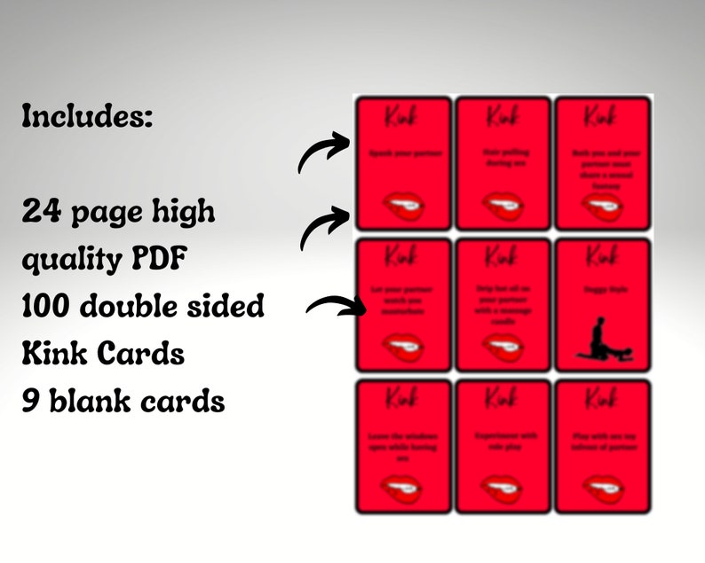 Kinky Cards - Couples Sex Game - Sex Printable - Naughty Valentines Day ...