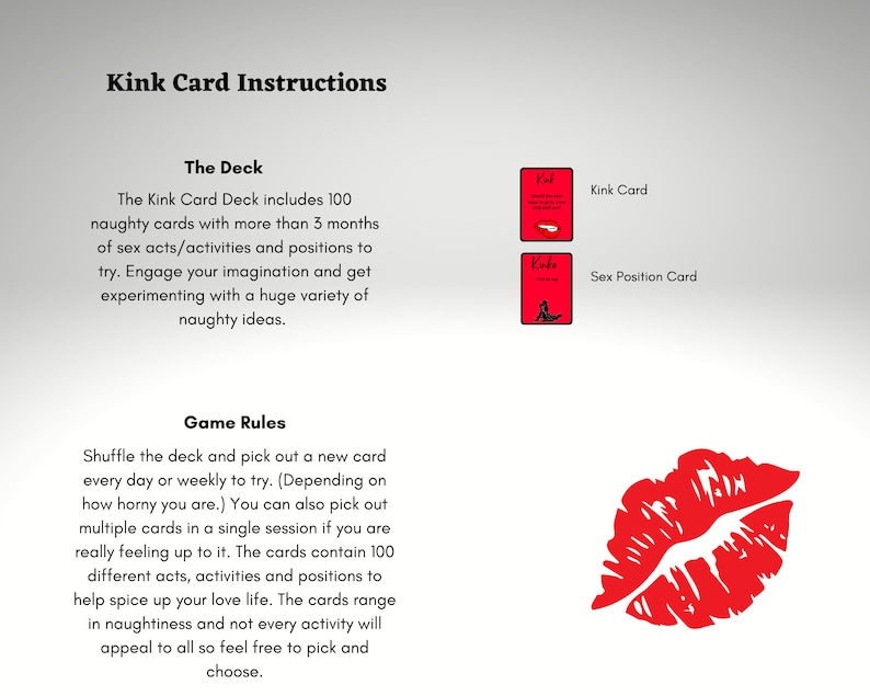 Kinky Cards - Couples Sex Game - Sex Printable - Naughty Valentines Day ...