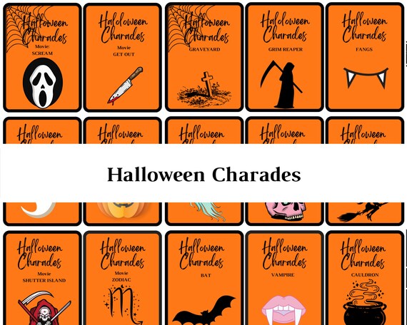 Halloween Charades Cards Halloween Printable Party Games - Etsy