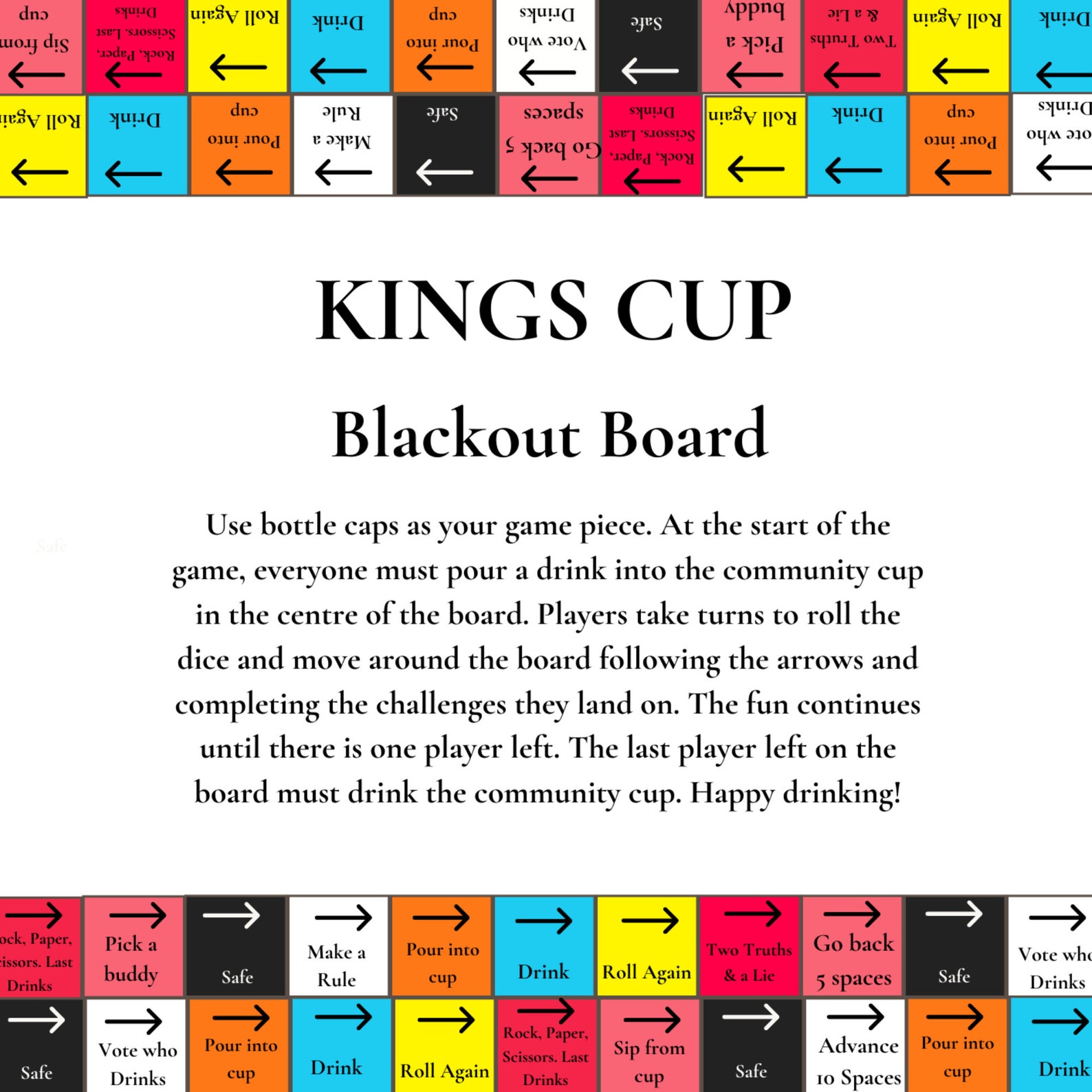 Kings Cup Drinking Adult Party Game Printable Games Adult - Etsy