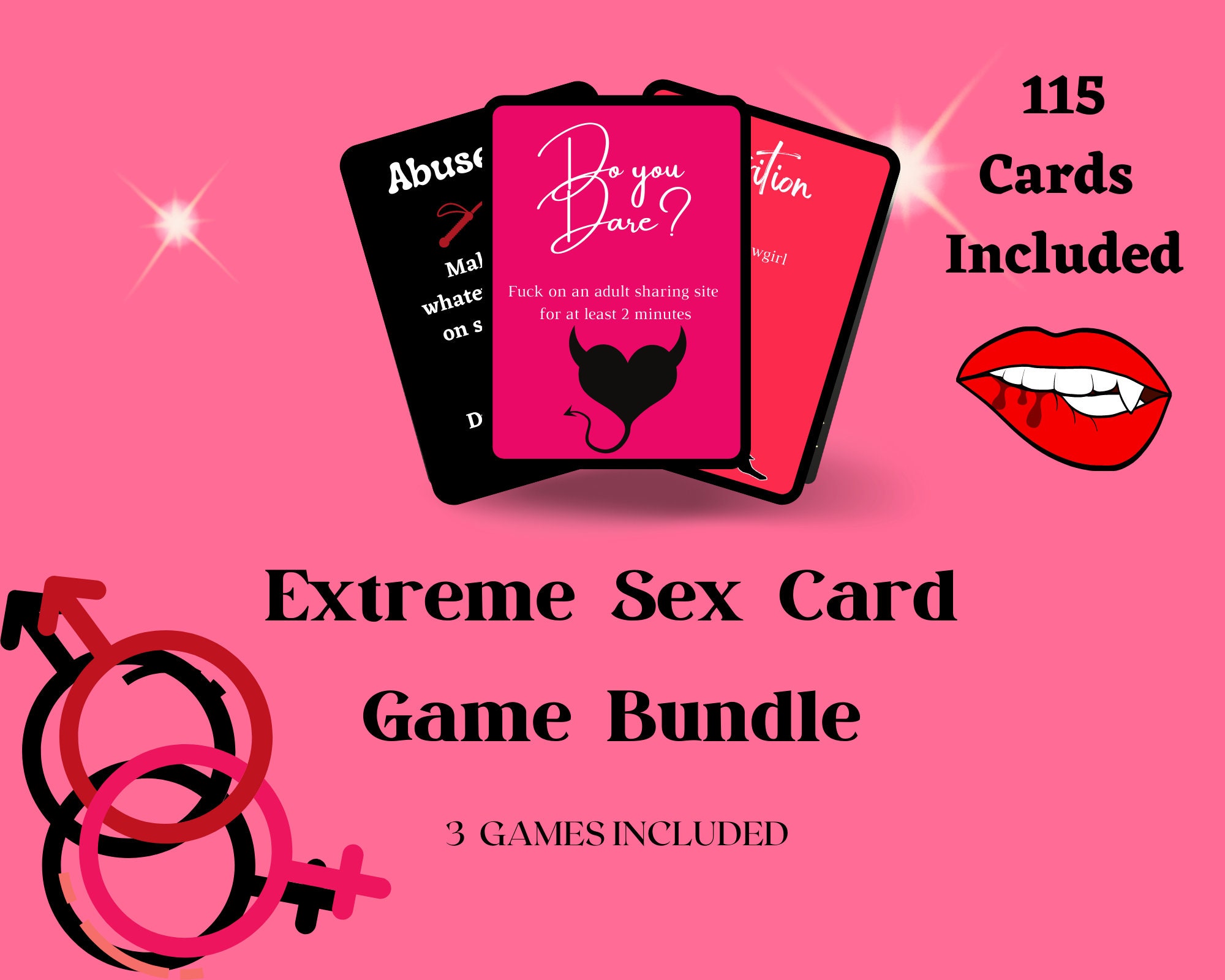 3 In 1 Extreme Adult Sex Card Bundle Bdsm Sex Cards Instant