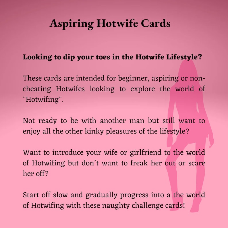 Aspiring Hotwife Challenge Cards - Beginner Hotwife Dares Game ...