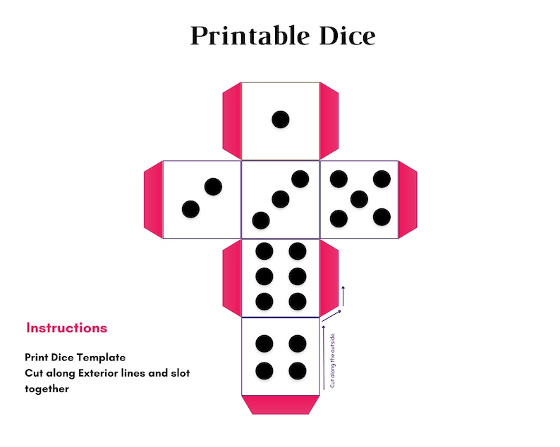 Printable Dice Template: Customizable 6-sided Dice (SVG, PNG, PDF) - Etsy