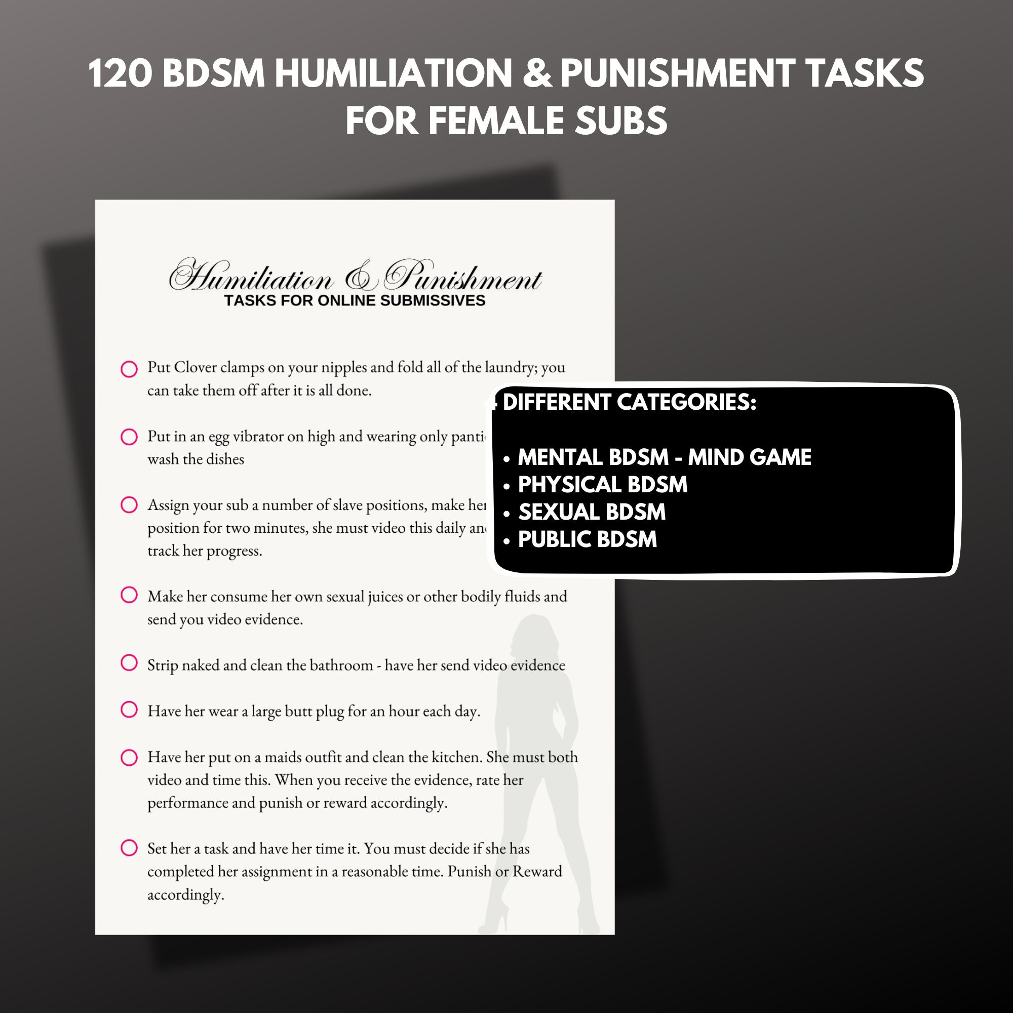 120 BDSM Humiliation and Punishment Tasks for Submissive Woman - BDSM Ideas for Submissive ...