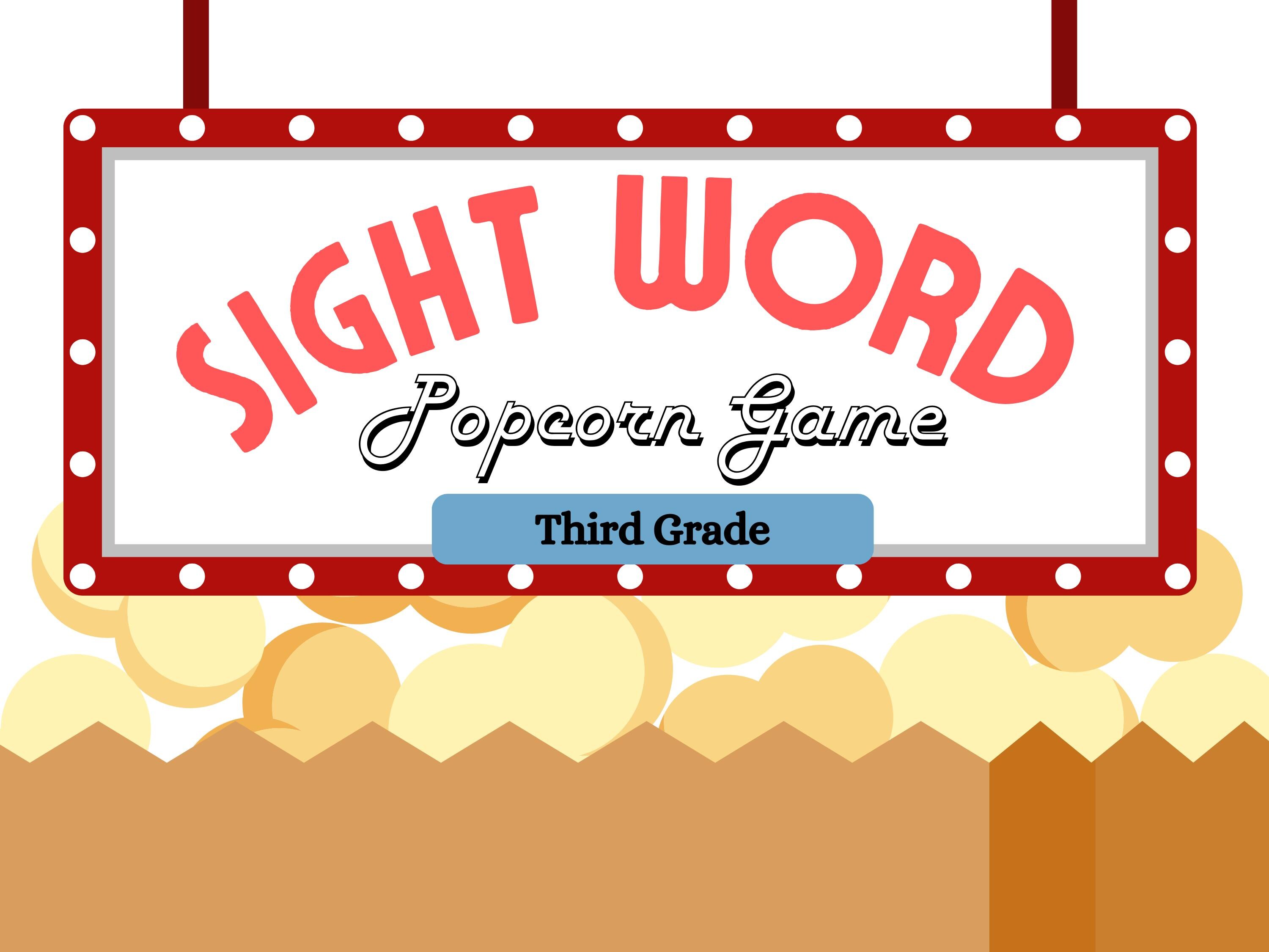 3rd Grade Dolch Sight Word Popcorn Game Third Year Grades Fry Center ...