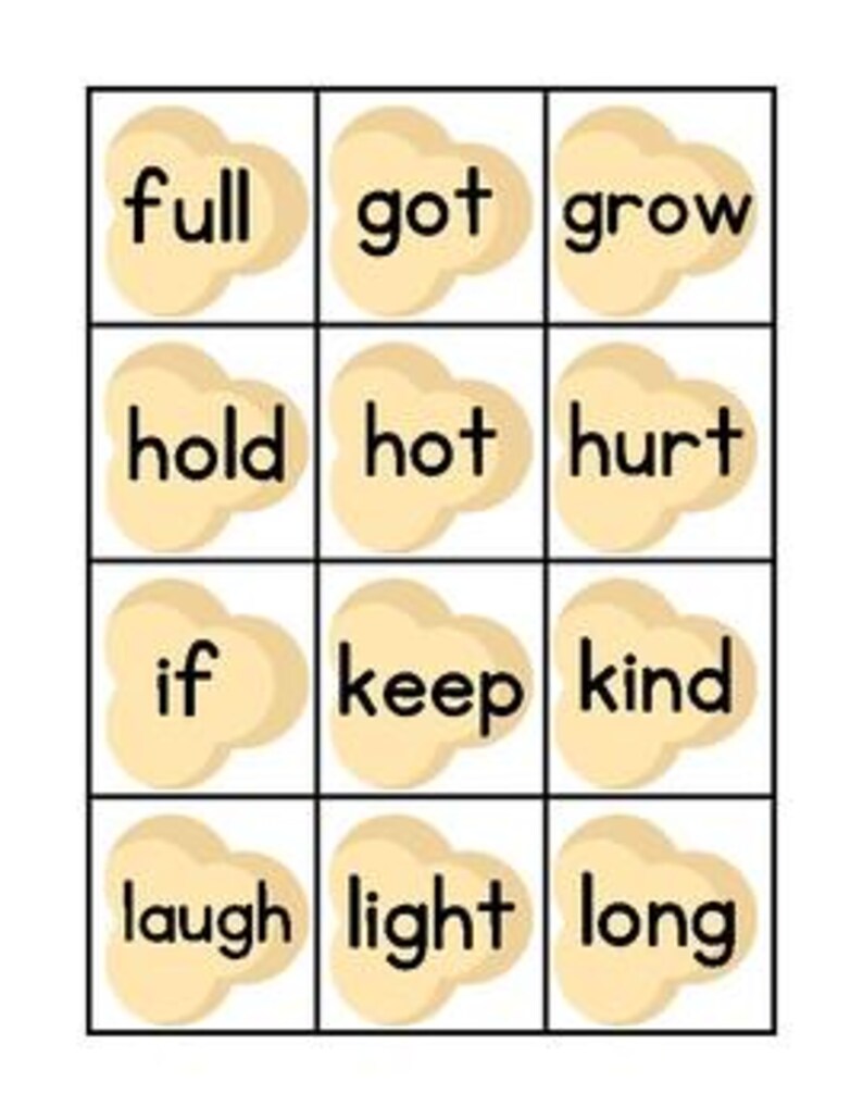 3rd Grade Dolch Sight Word Popcorn Game | Third Year Grades Fry Center ...