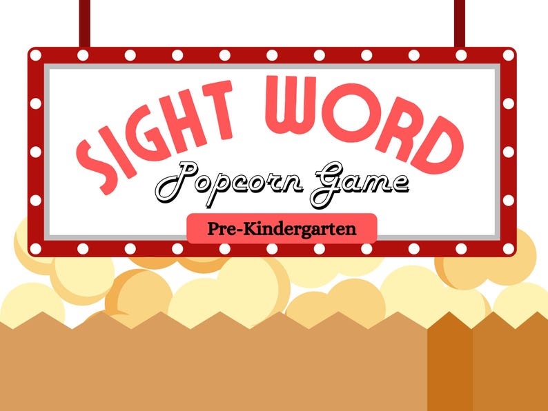 Pre-kindergarten Dolch Sight Word Popcorn Game | Preschool Fry Center ...