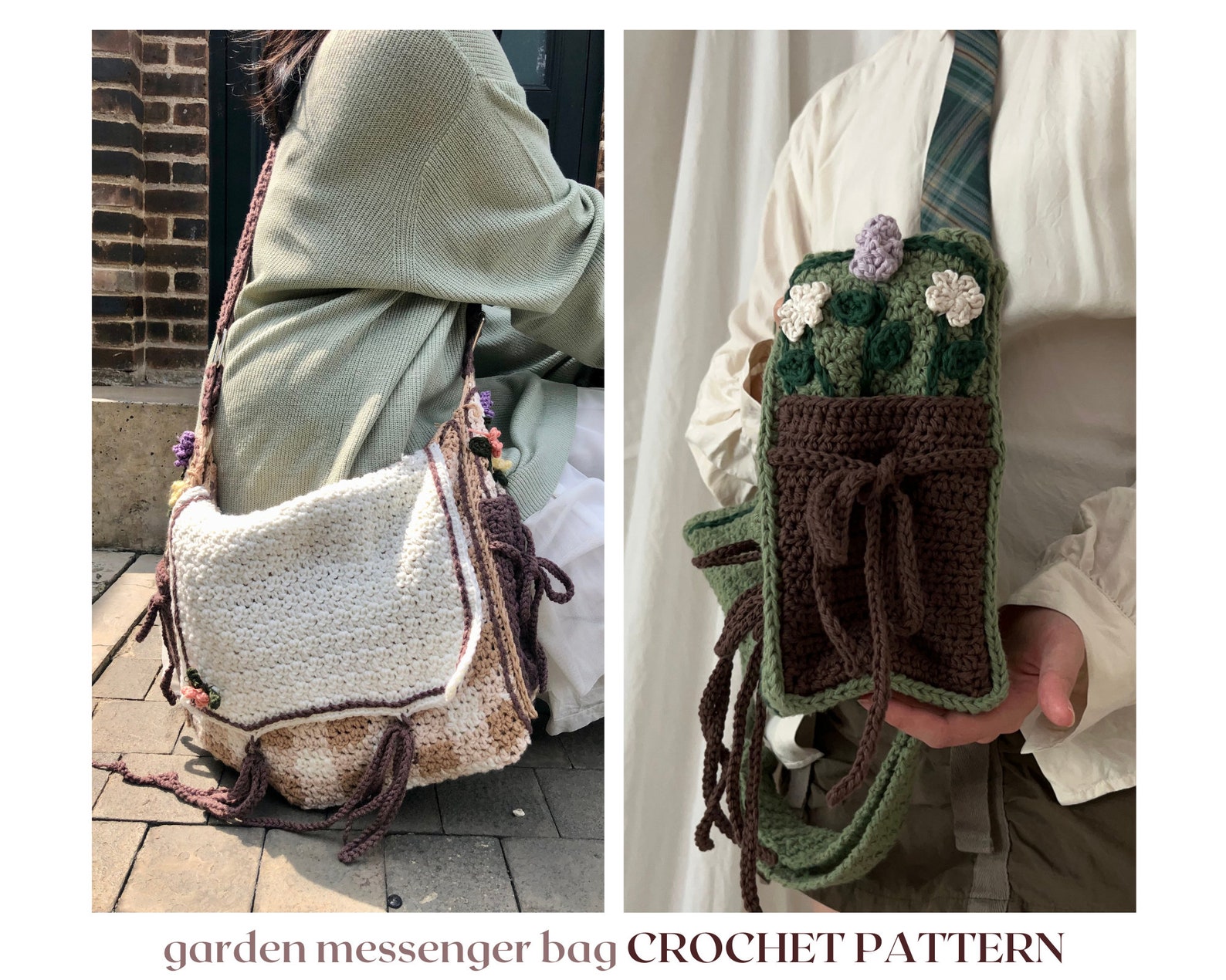 Garden Messenger Bag // Crochet Pattern // Cottagecore Bag With Flowers ...