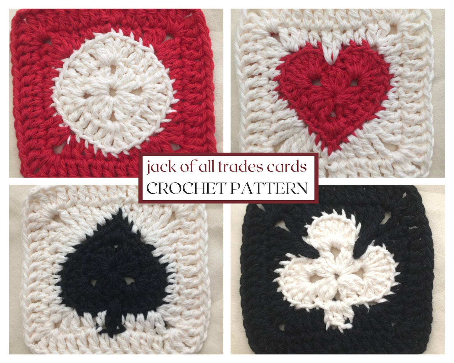 Jack of All Trades Cards // Crochet Pattern // Playing Card Suits ...