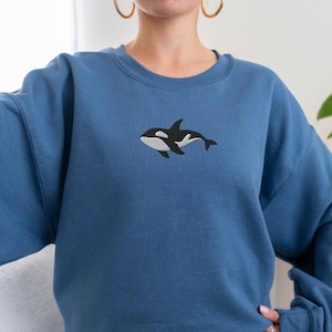 Orca Sweater Embroidered Killer Whale Sweater Orca Sweatshirt Coconut ...