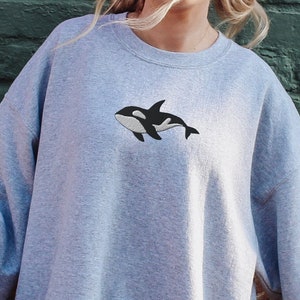 Orca Sweater Embroidered Killer Whale Sweater Orca Sweatshirt Coconut ...