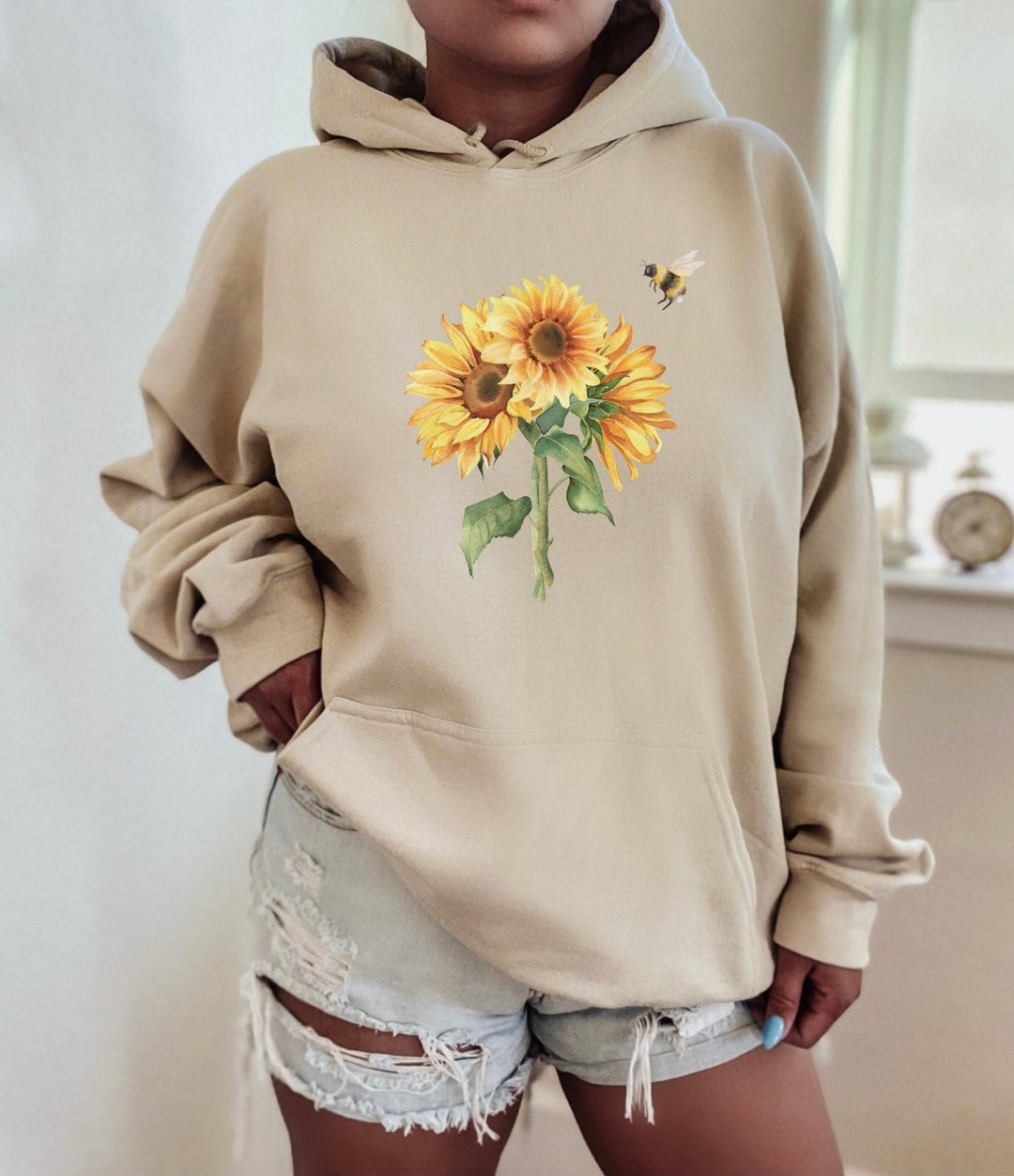 Sunflower Hoodie Cottagecore Hoodie Flower Hoodie Botanical Etsy
