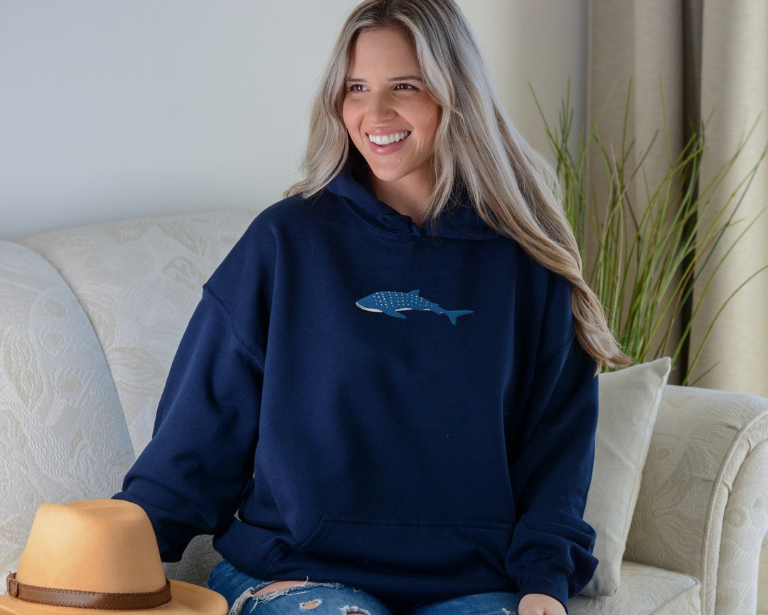 Whale Shark Embroidered Hoodie Ocean Beach Hoodie Marine Biology Hoodie ...