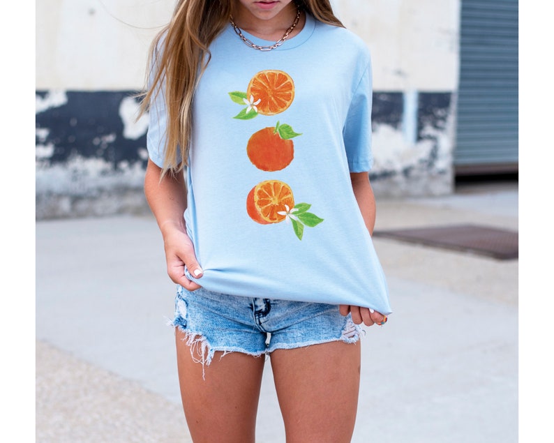 Orange Fruit Shirt Cottagecore Shirt Fruit Print Shirt Botanical Shirt ...