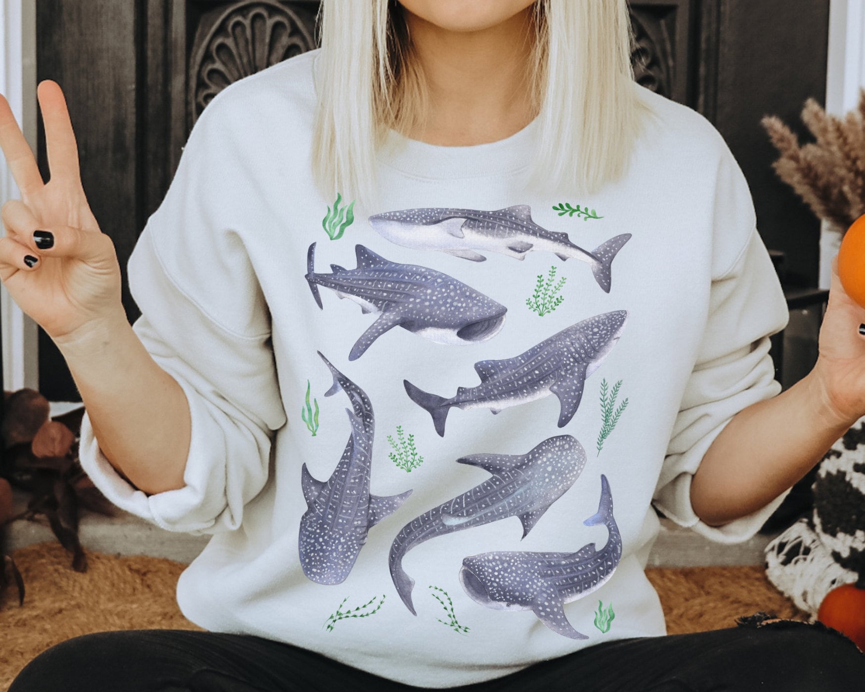 Whale Shark Sweatshirt Whale Shark Sweater Beach Sweatshirt Beachy ...