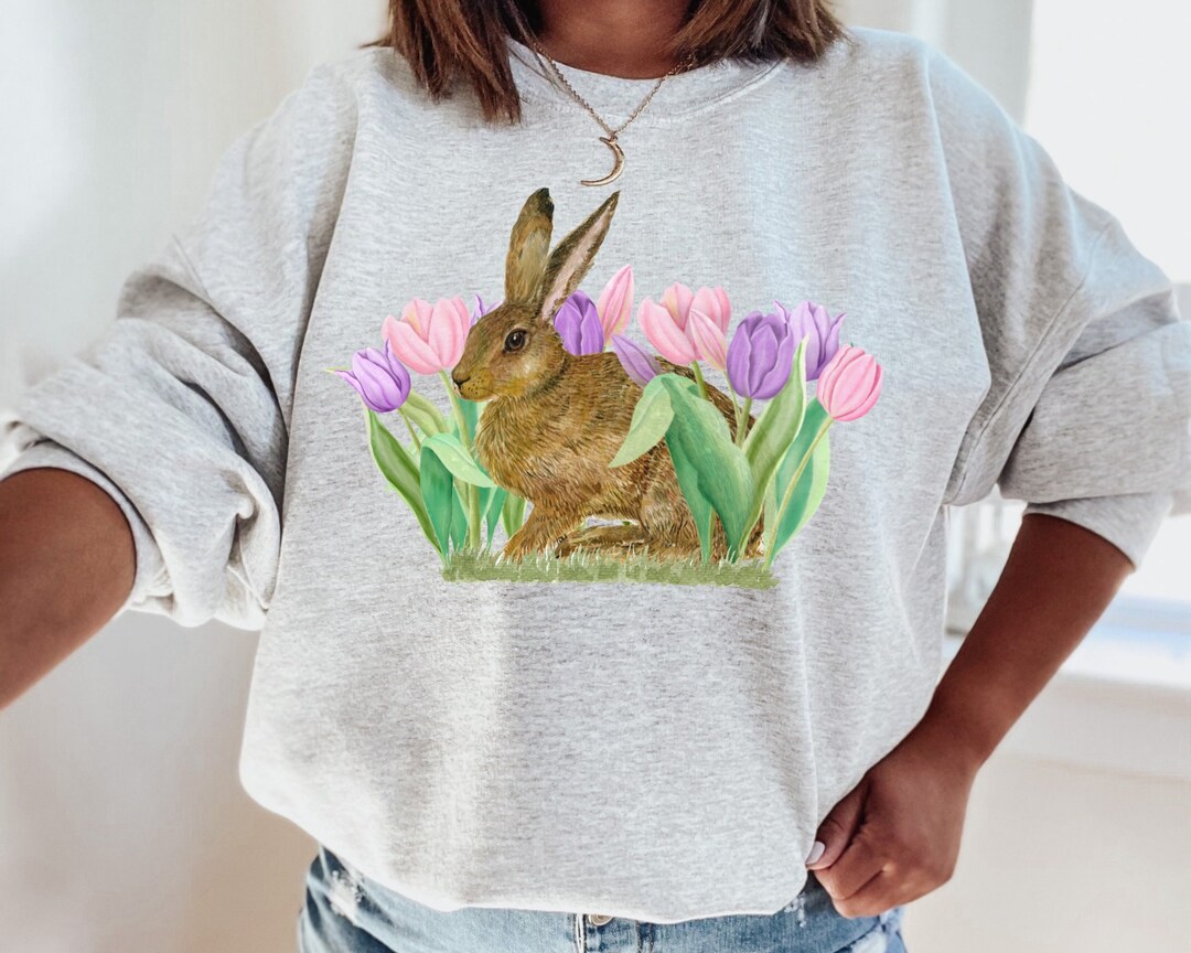 Easter Crewneck Bunny Sweater Easter Bunny Sweatshirt Cottagecore ...