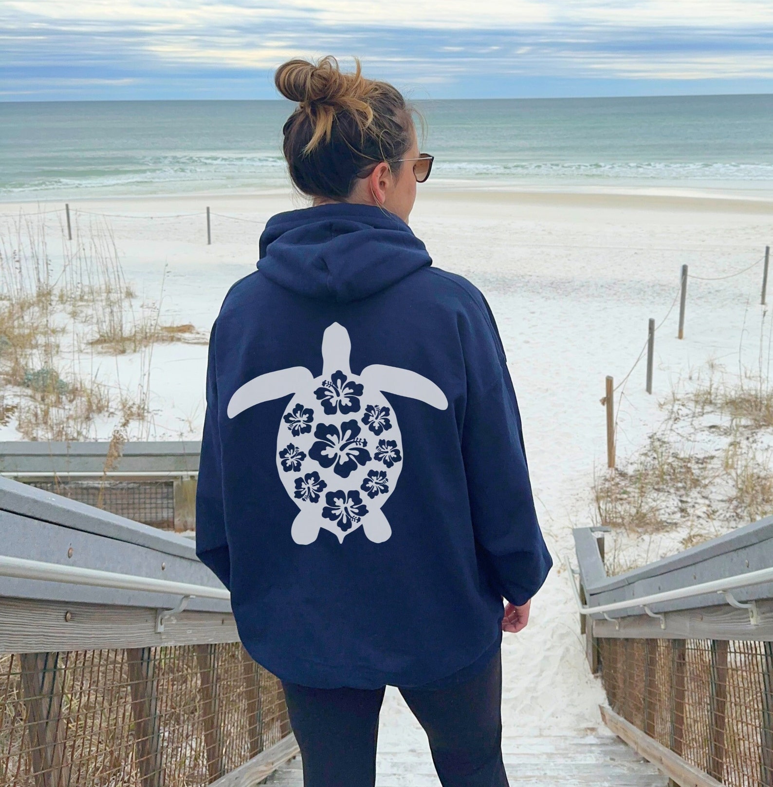 Sea Turtle Hoodie Hibiscus Hoodie Coconut Girl Beach Hoodies Seaturtle ...