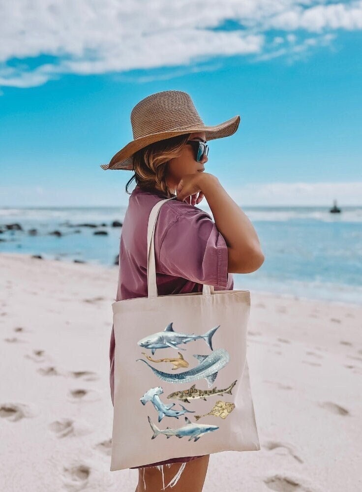 Shark Tote Bags Shark Tote Bag Shark Bag Whale Shark Great White Shark ...