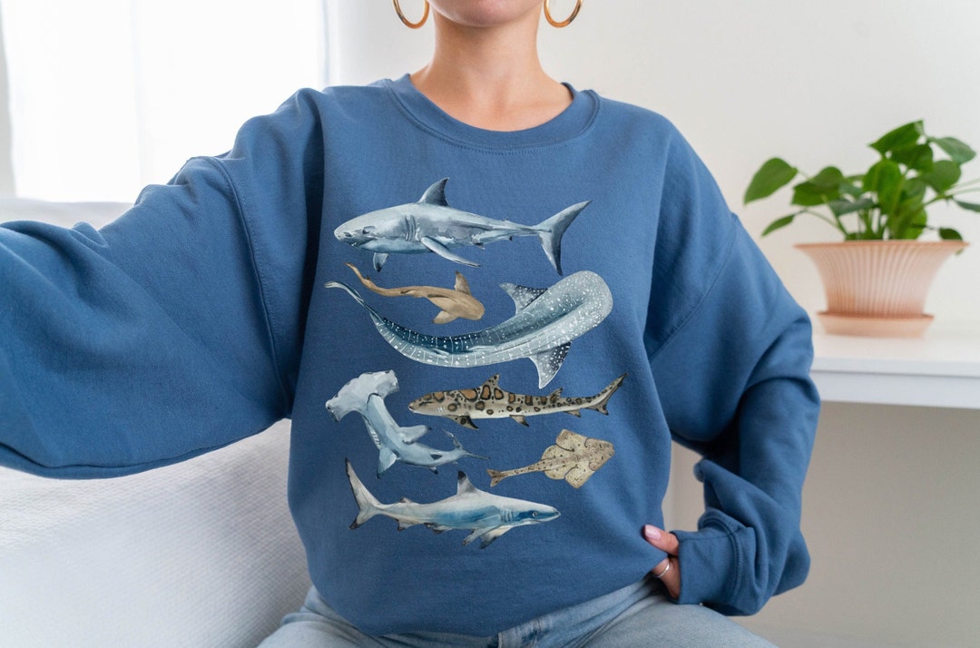 Shark Crewneck Cute Shark Sweatshirt Whale Shark Sweater Great White ...