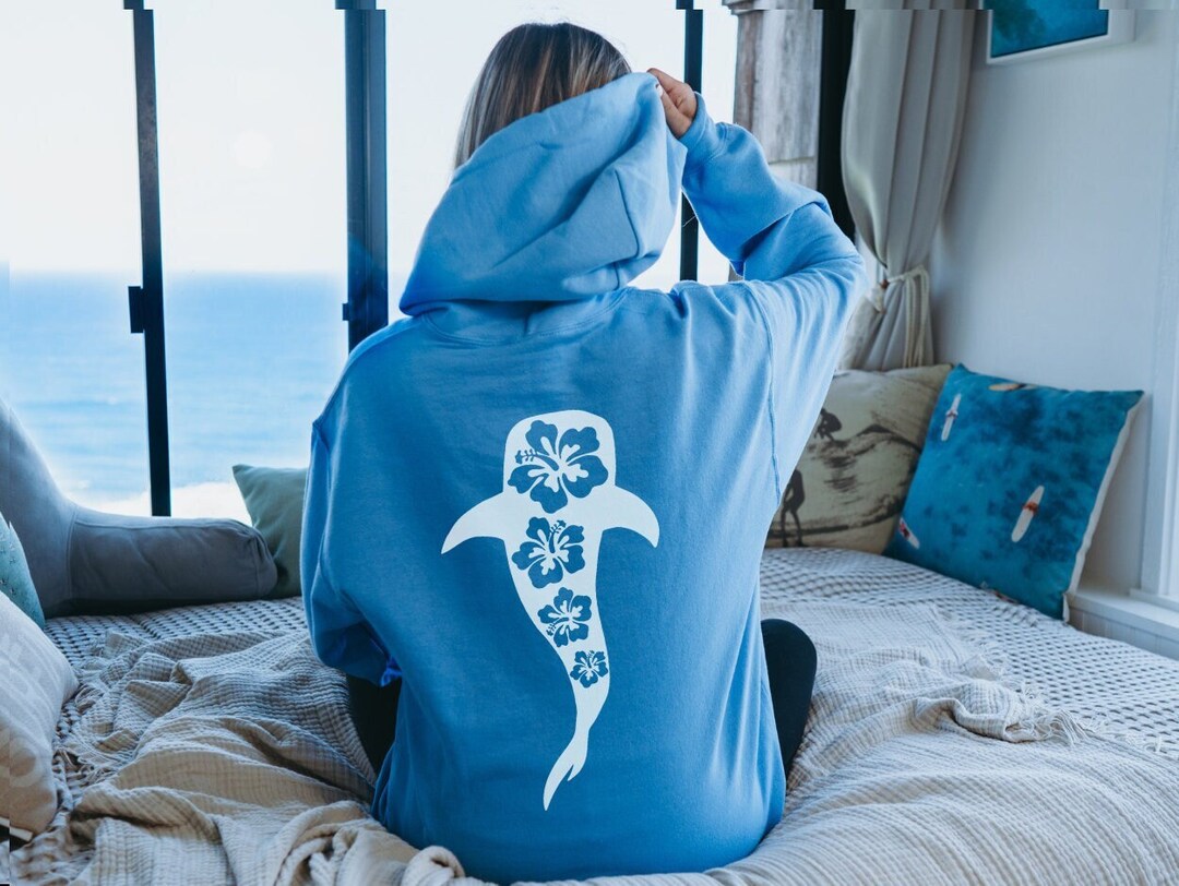 Whale Shark Hibiscus Hoodie Ocean Beach Hoodie Coconut Girl Clothes ...