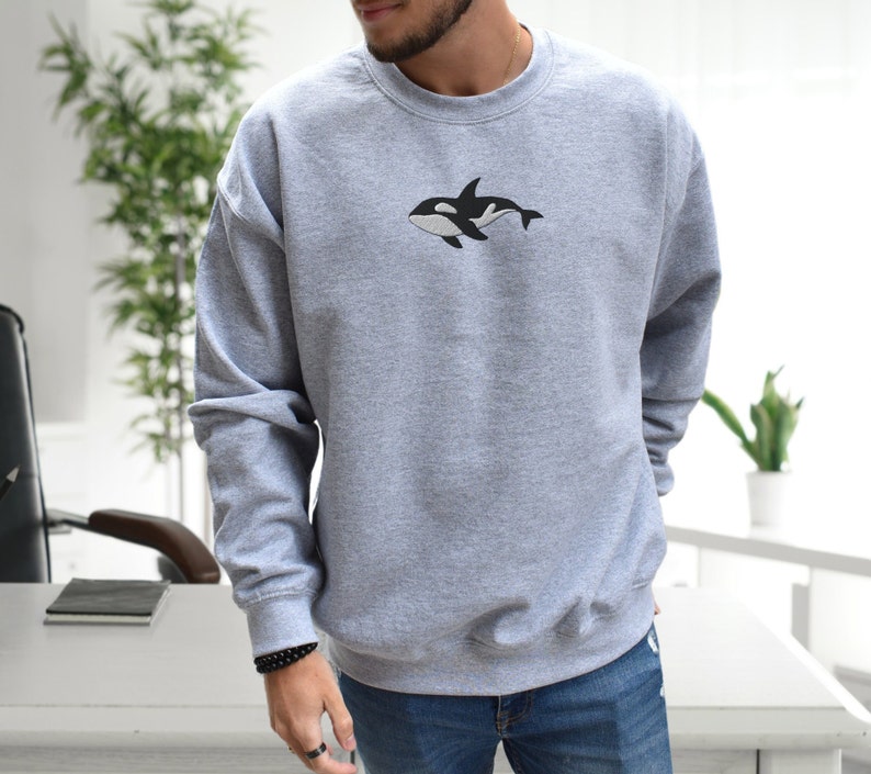 Orca Sweater Embroidered Killer Whale Sweater Orca Sweatshirt Coconut ...
