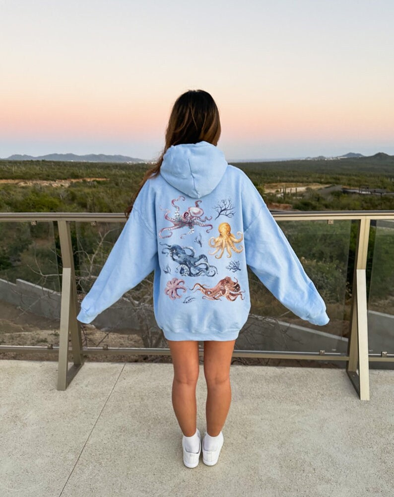 Octopus Hoodie Octopus Gifts Save the Ocean Beach Hoodie Marine Biology ...