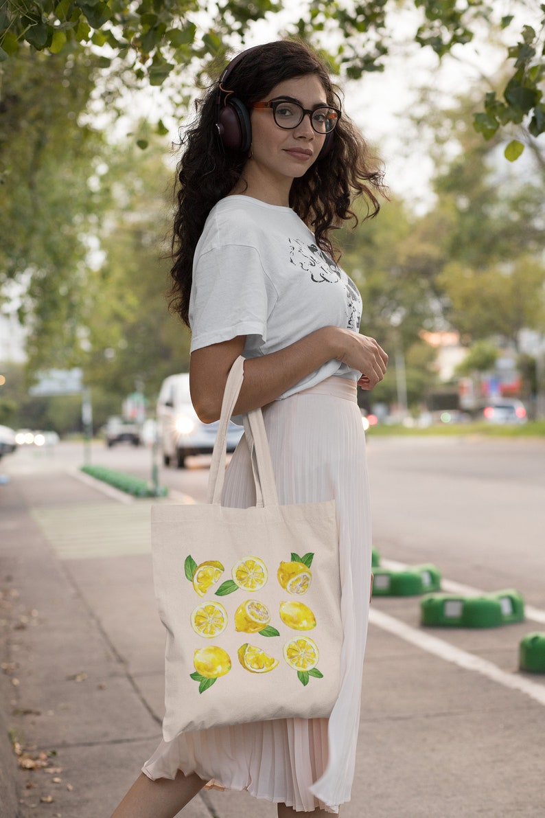 Lemon Tote Bag Fruit Tote Cottage Core Bag Plant-based Vegan Tote Bag ...