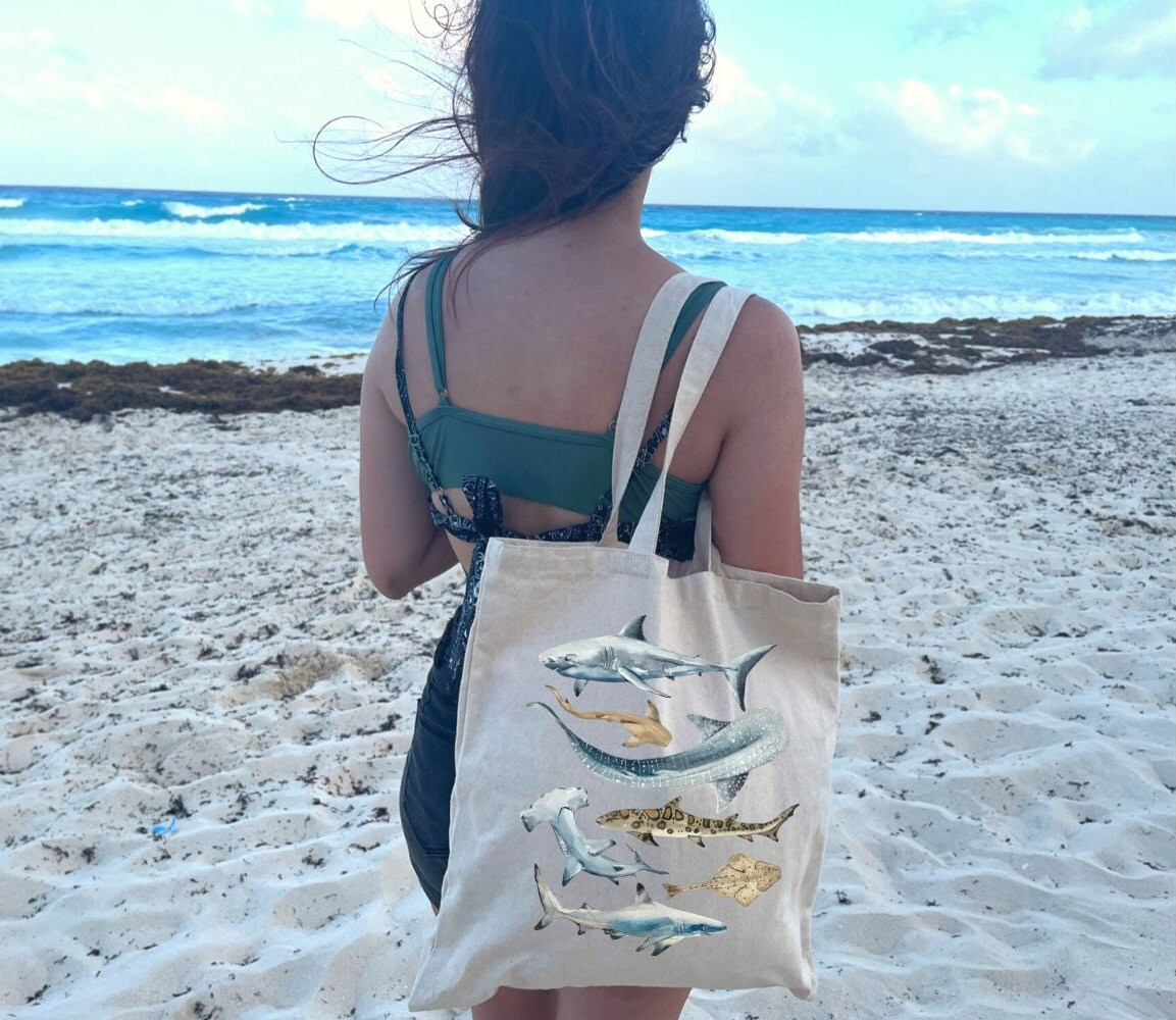 Shark Tote Bags Shark Tote Bag Shark Bag Whale Shark Great White Shark ...
