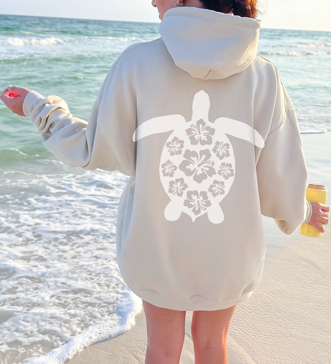 Sea Turtle Hoodie Hibiscus Hoodie Coconut Girl Beach Hoodies Seaturtle ...
