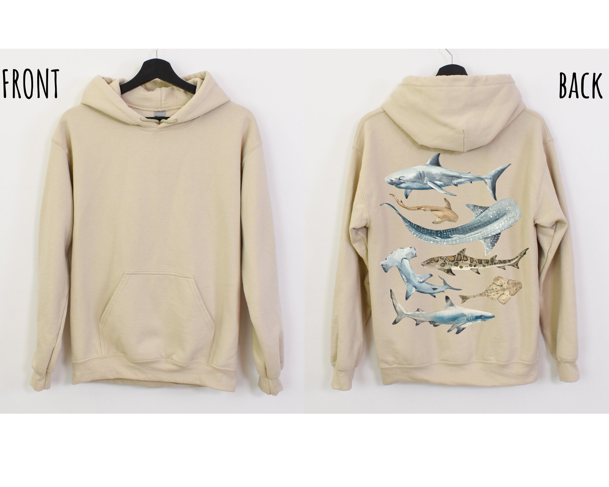 Shark Hoodie Shark Lovers Gift Shark Week Beach Hoodie Marine Biology ...
