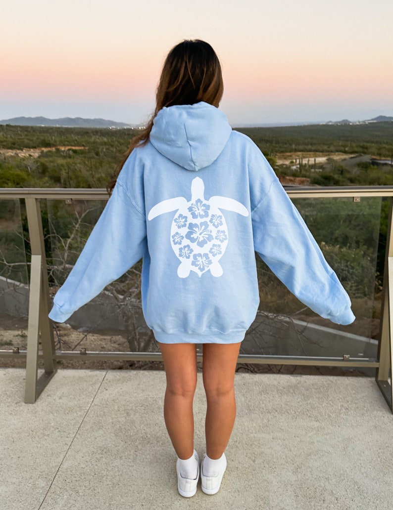 Sea Turtle Hoodie Hibiscus Hoodie Coconut Girl Beach Hoodies Seaturtle ...