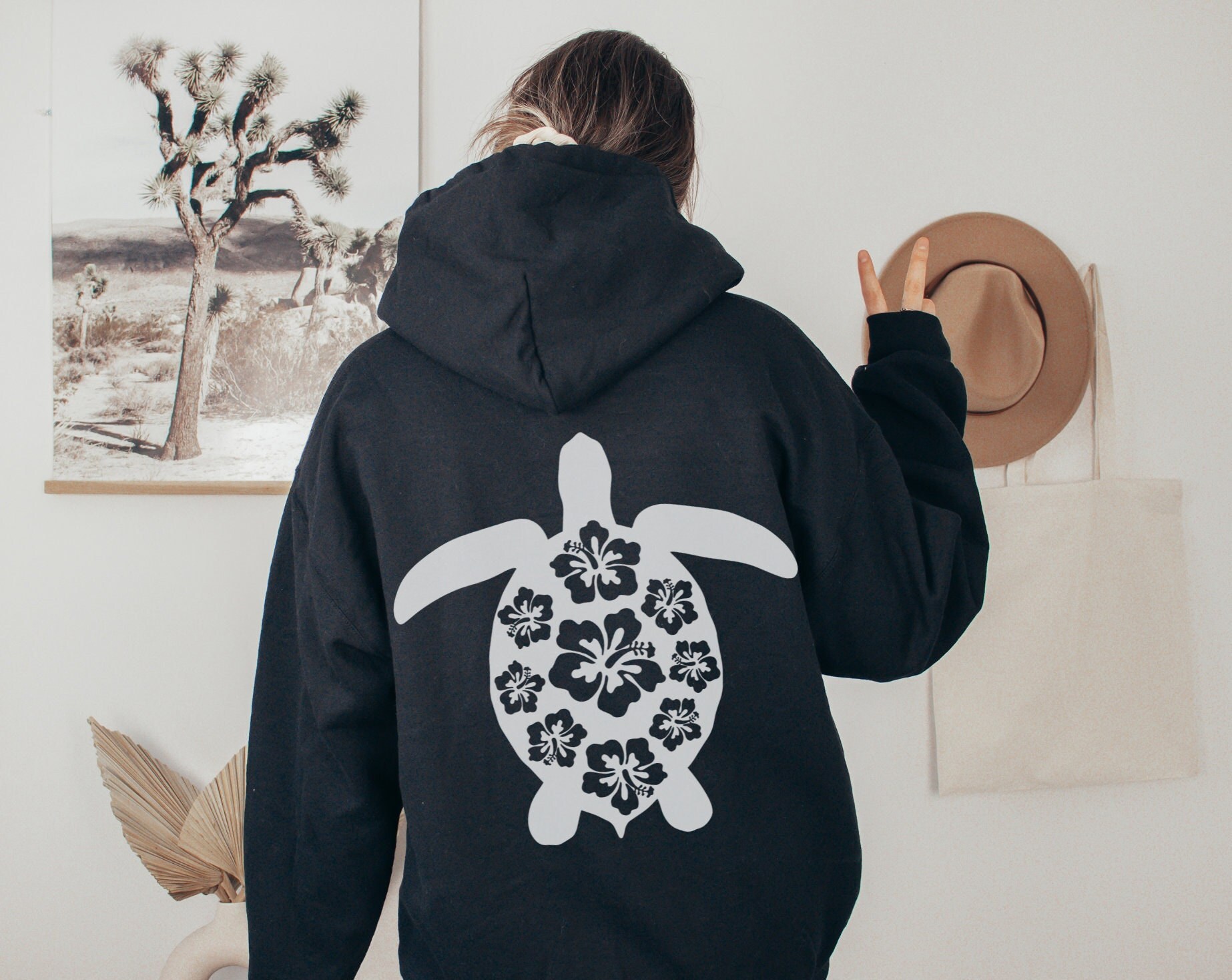 Sea Turtle Hoodie Hibiscus Hoodie Coconut Girl Beach Hoodies Seaturtle ...