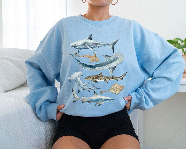 Shark Crewneck Cute Shark Sweatshirt Whale Shark Sweater Great - Etsy