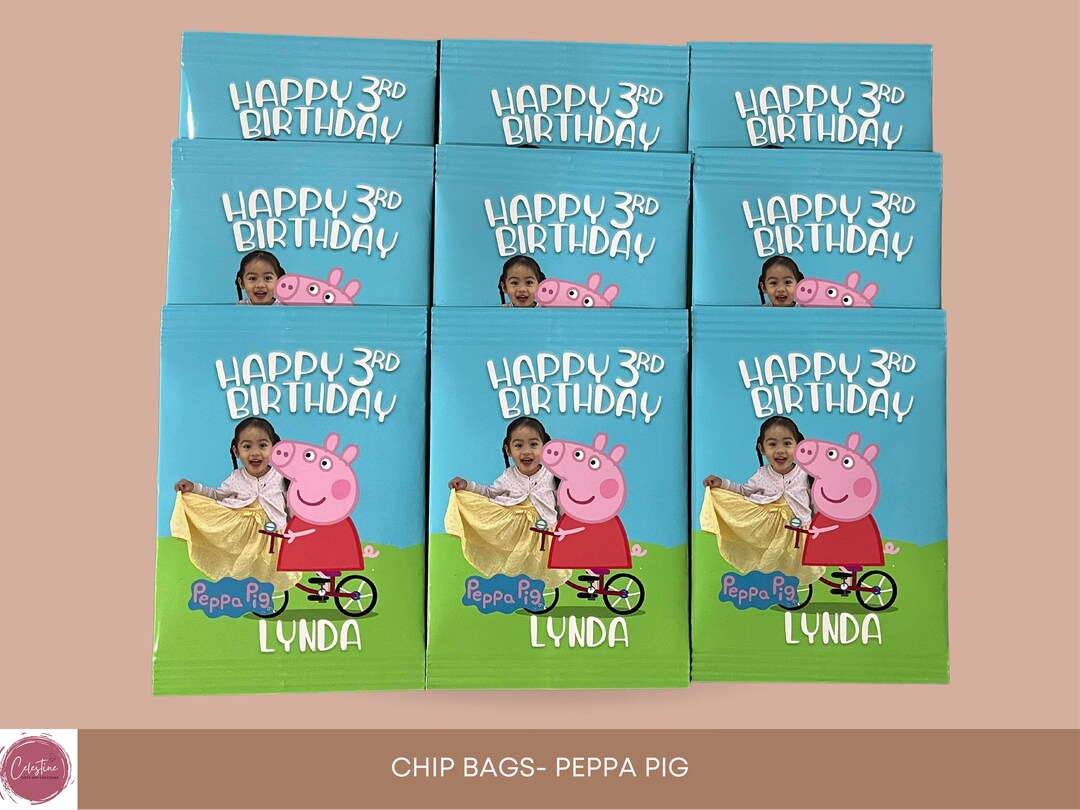 Personalised Chip Bags, Chip Bags, Chip Packets, Party Favours, Peppa ...