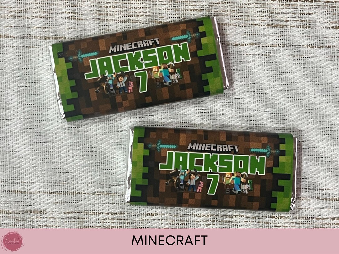 Minecraft Theme Party, Personalised Chocolate Bars, Party Favours ...