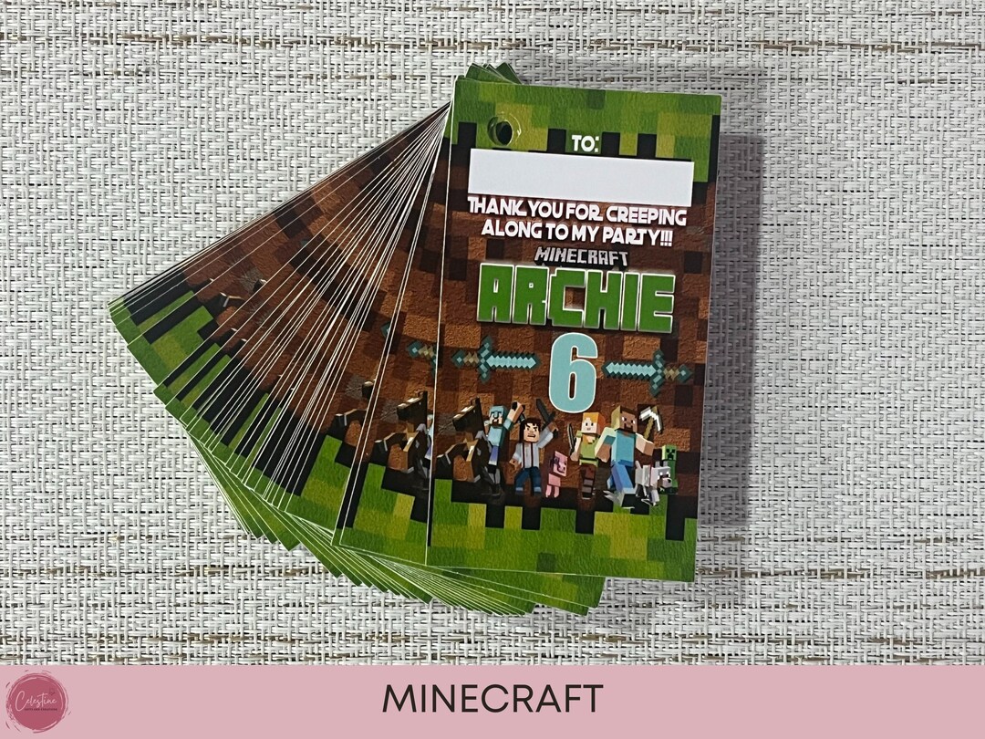 PRINTED Thank You Tags, Thank You Tags, Minecraft Thank You Tags ...