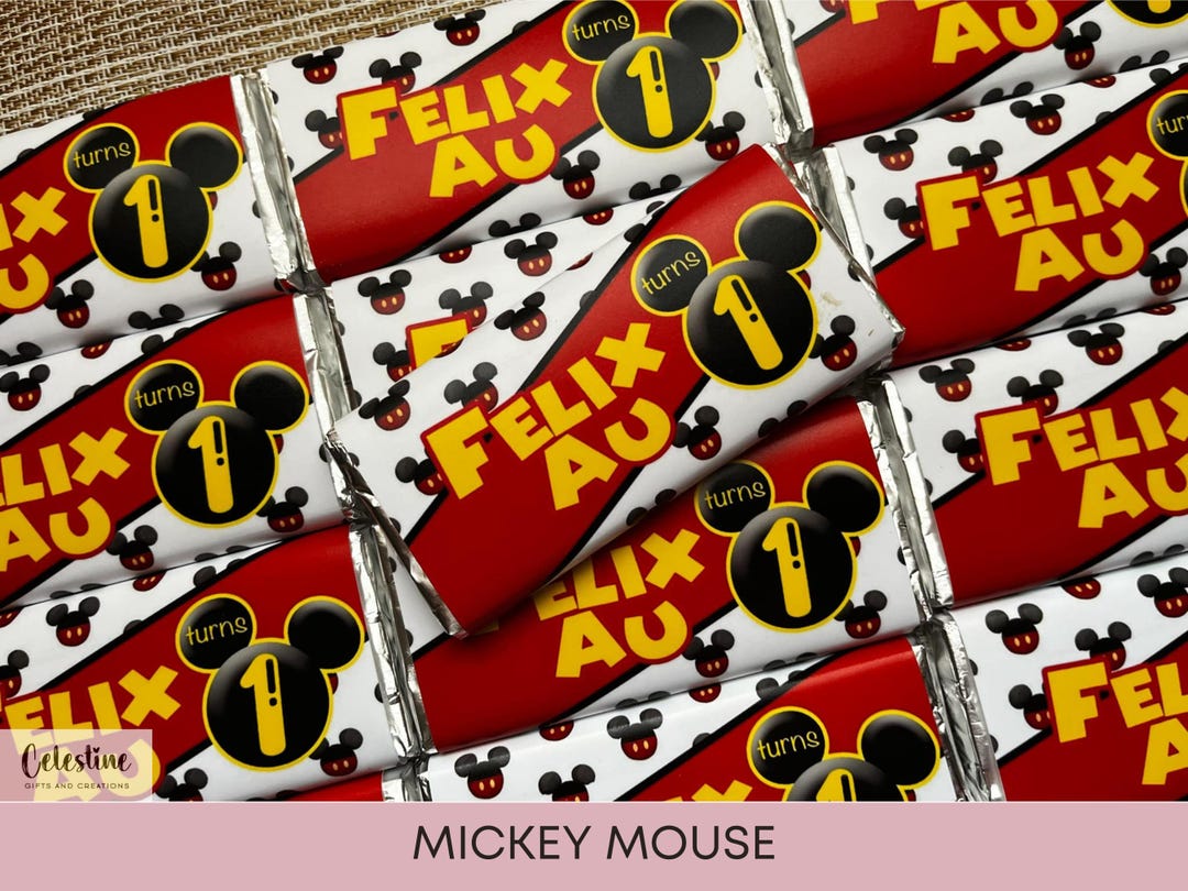 Chocolate Bars, Party Favours, Birthday Favours, Mickey Mouse Theme ...