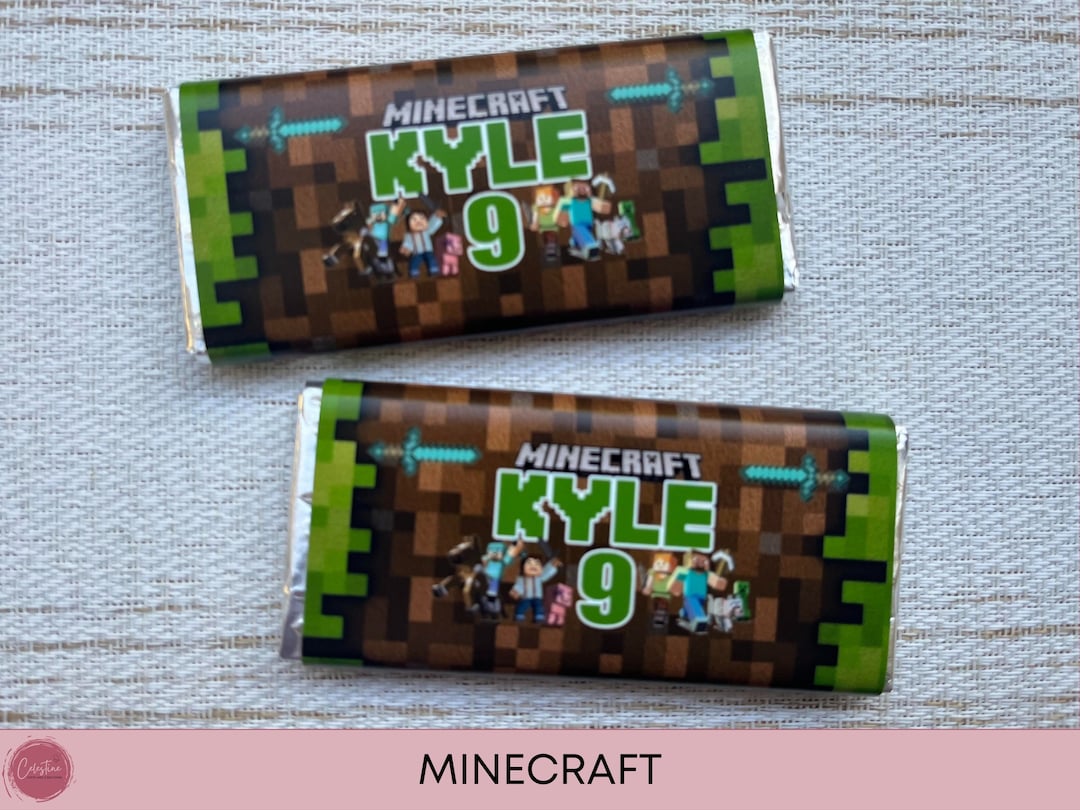 Minecraft Theme Party, Personalised Chocolate Bars, Party Favours ...