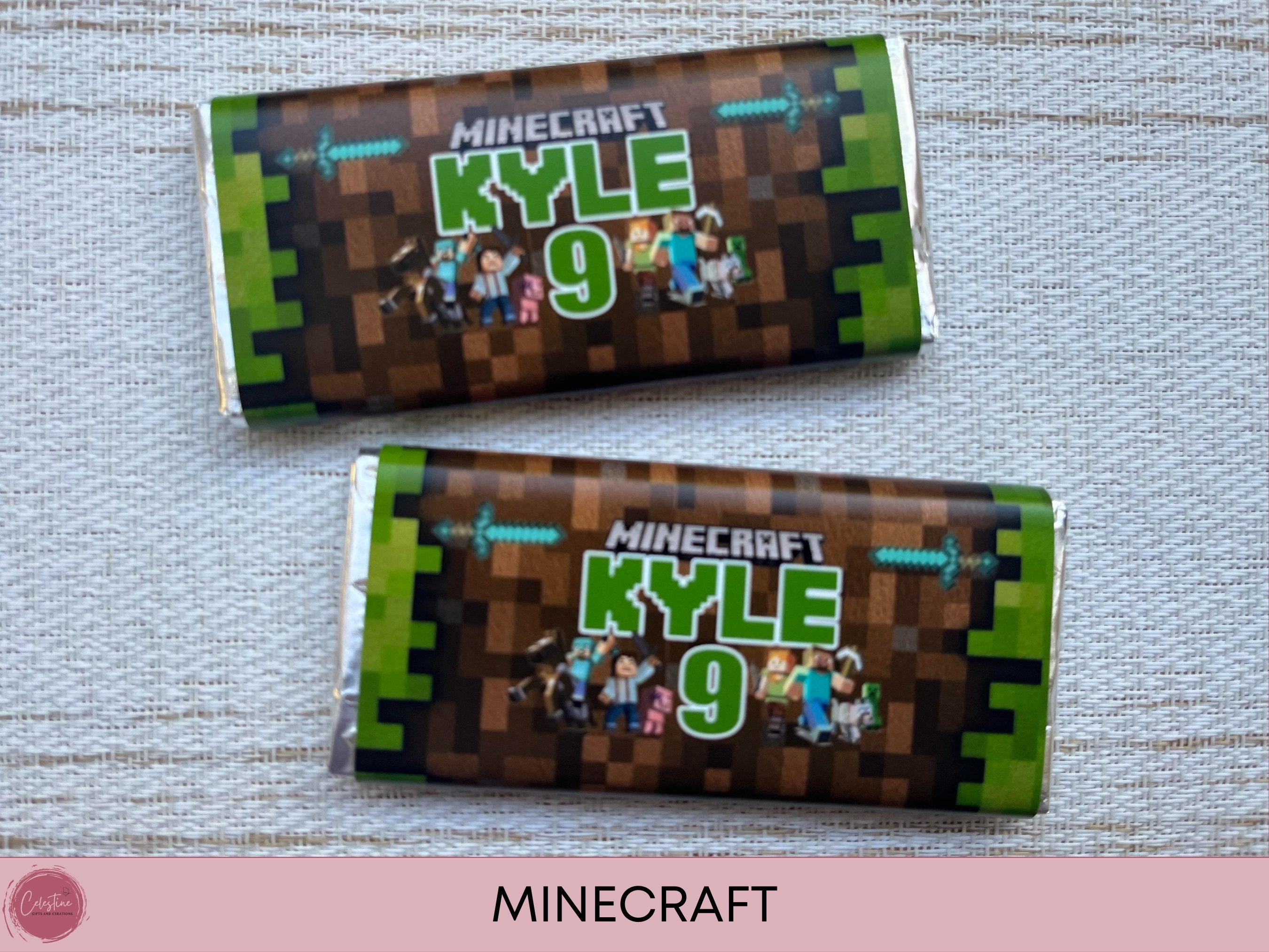 Minecraft Theme Party, Personalised Chocolate Bars, Party Favours ...