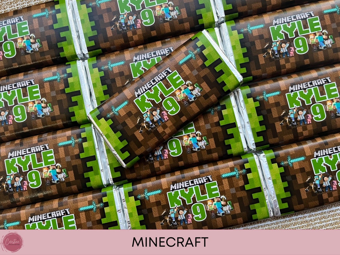 Minecraft Theme Party, Personalised Chocolate Bars, Party Favours ...