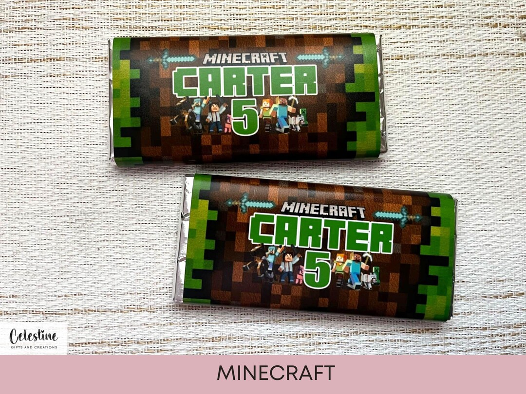 Minecraft Theme Party, Personalised Chocolate Bars, Party Favours ...