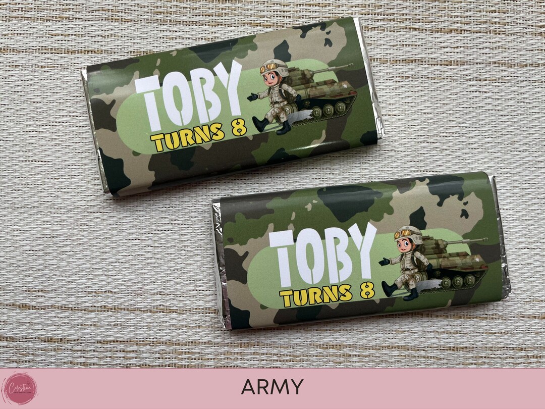 Personalised Chocolate Bars, Army Party Favours, Party Favours, Soldier ...