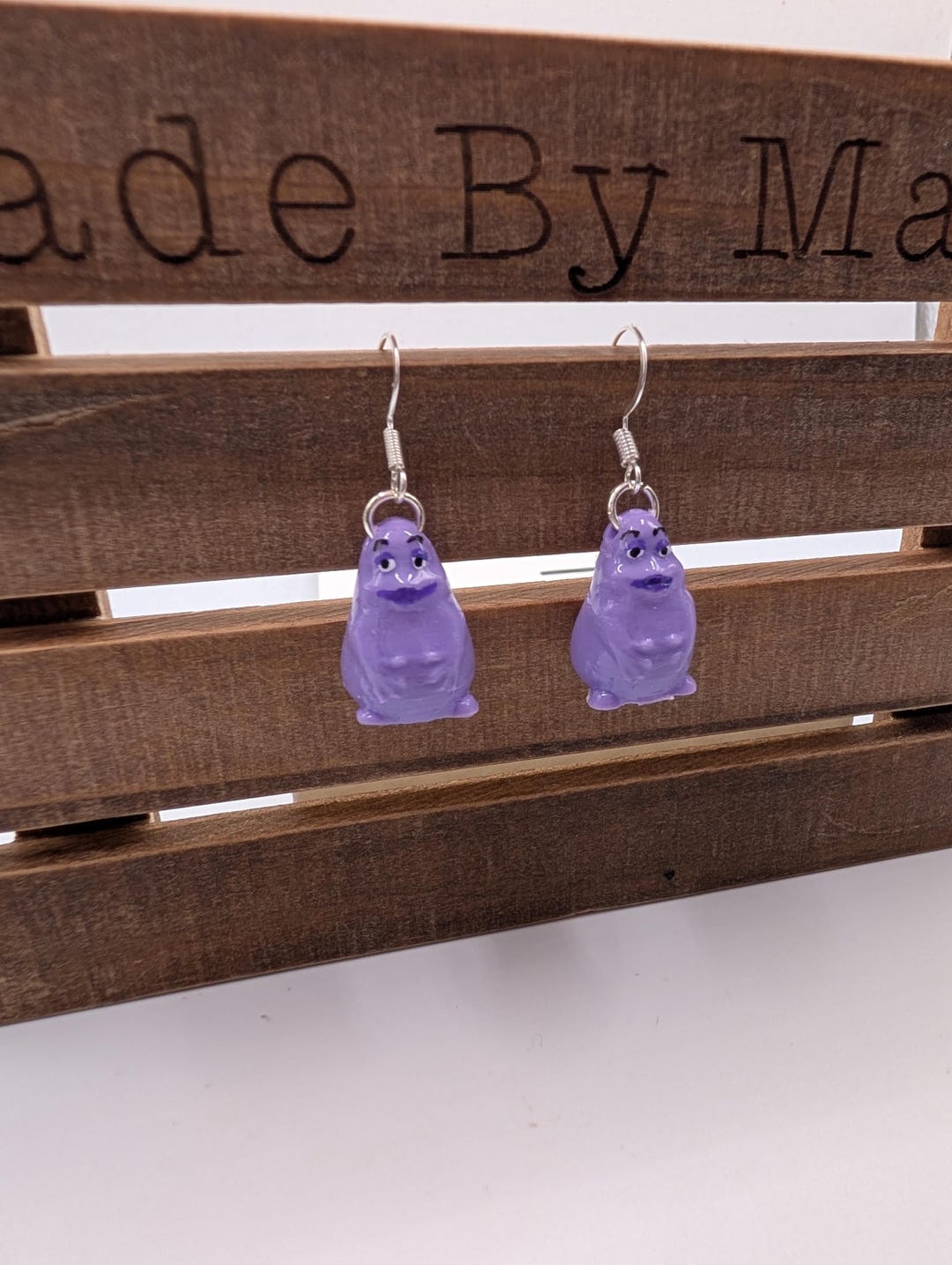 Purple Fast Food Character Earrings: Sterling Silver Coated, 3D Printed ...