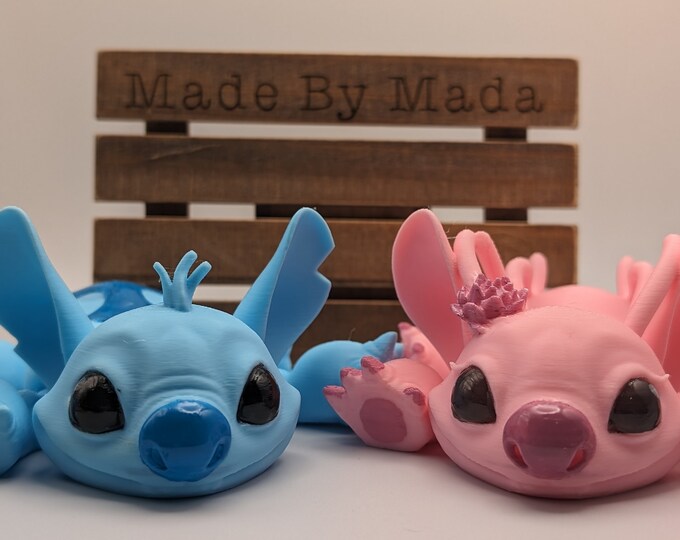 STITCH and ANGEL Fidget Toys - Hand Painted UV Resin Sealed - 2 Sizes ...