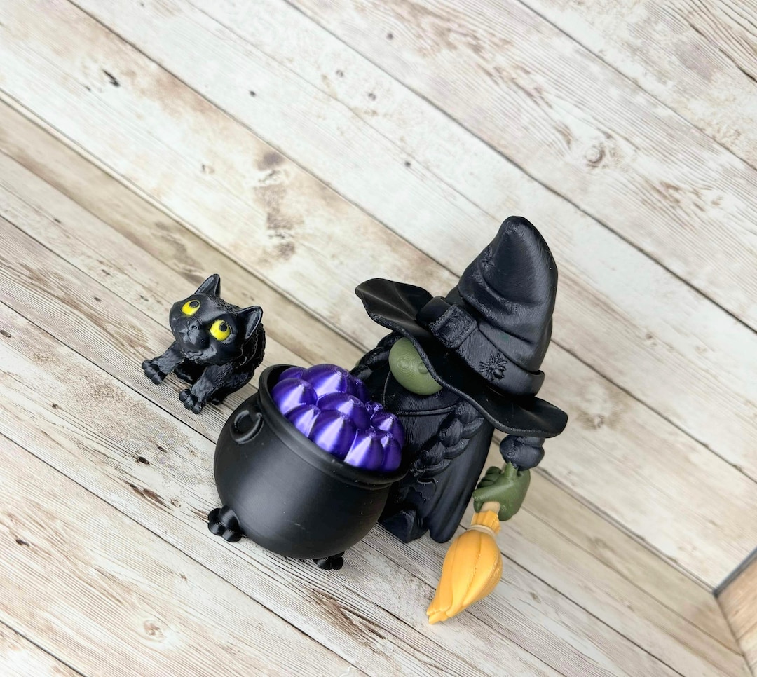 Witch and Cauldron Play Set - Spooky Halloween Toy for Desk or Gift ...