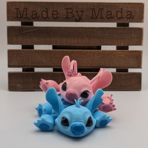 STITCH and ANGEL Fidget Toys Hand Painted UV Resin Sealed 2 Sizes - Etsy