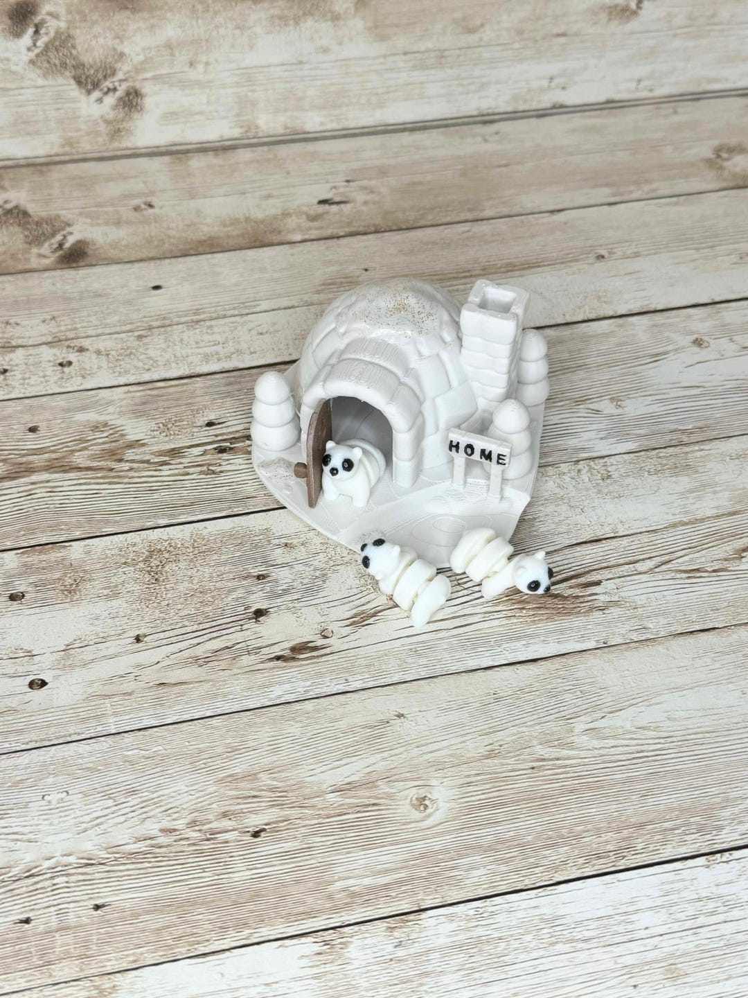 Polar Bear Igloo Playset - 2 Sizes Desk Toy Christmas Decor Coworker ...