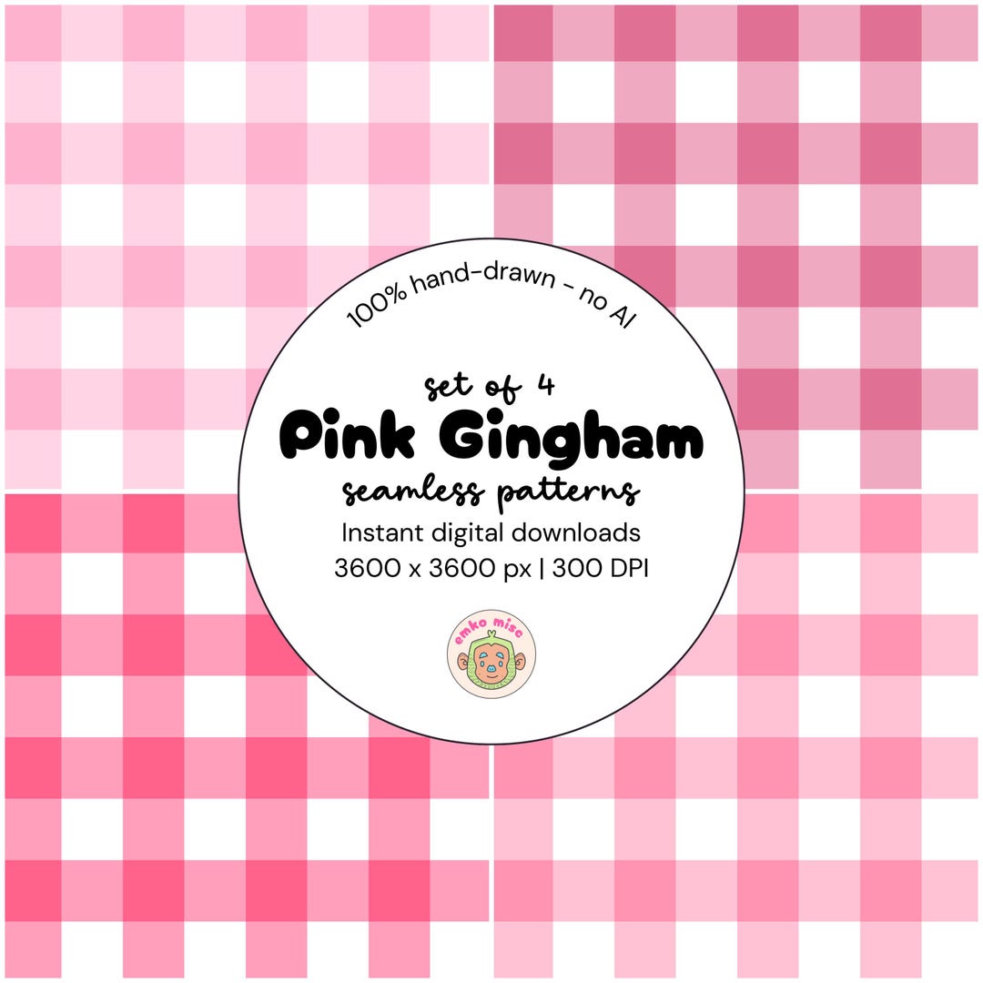 Pink Gingham Digital Papers Set | Seamless Patterns | PNG & JPG Files ...