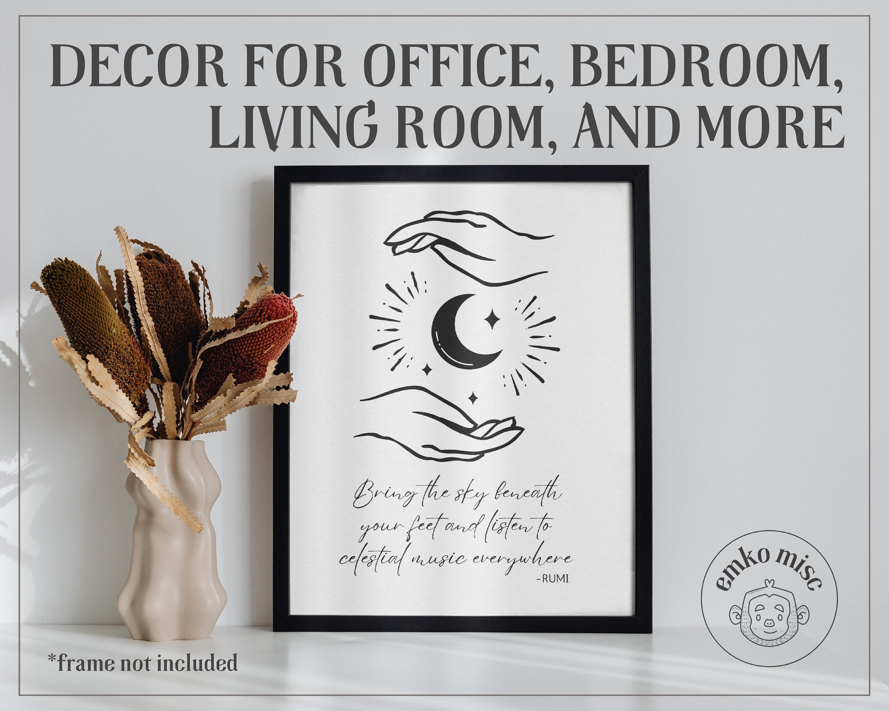 Celestial Rumi Poem Quote Art Print | 8.5 X 11 in | Moon and Hands Art ...