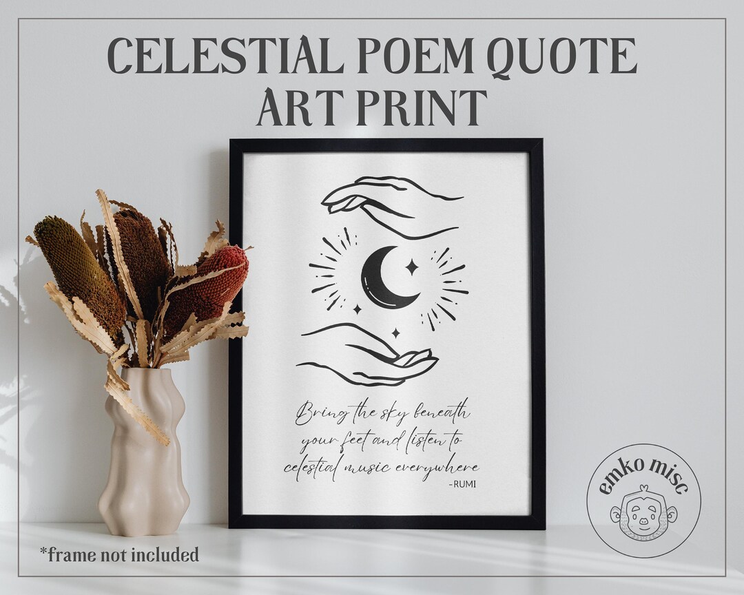 Celestial Rumi Poem Quote Art Print | 8.5 X 11 in | Moon and Hands Art - Etsy